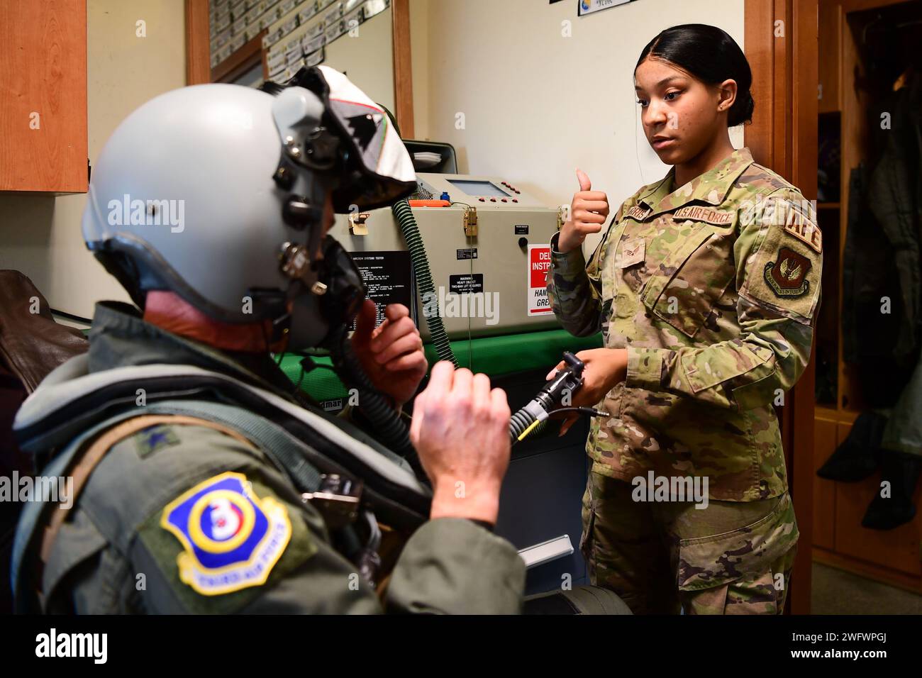 U.S. Air Force Senior Airman Ava Harris, 555th Fighter Squadron aircrew ...
