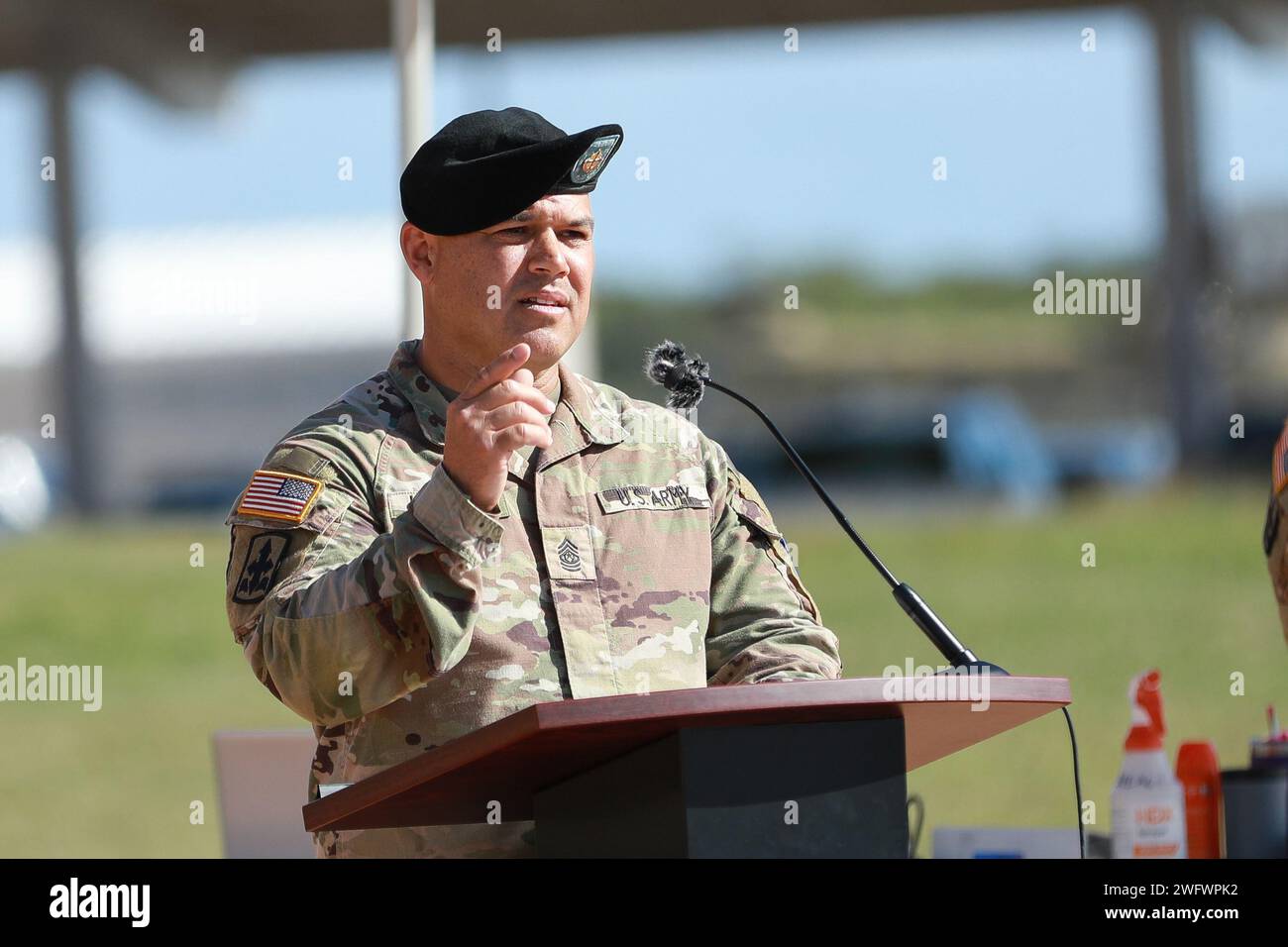 U.S. Army Command Sgt. Maj. Brandon I. Kumalae, incoming command ...