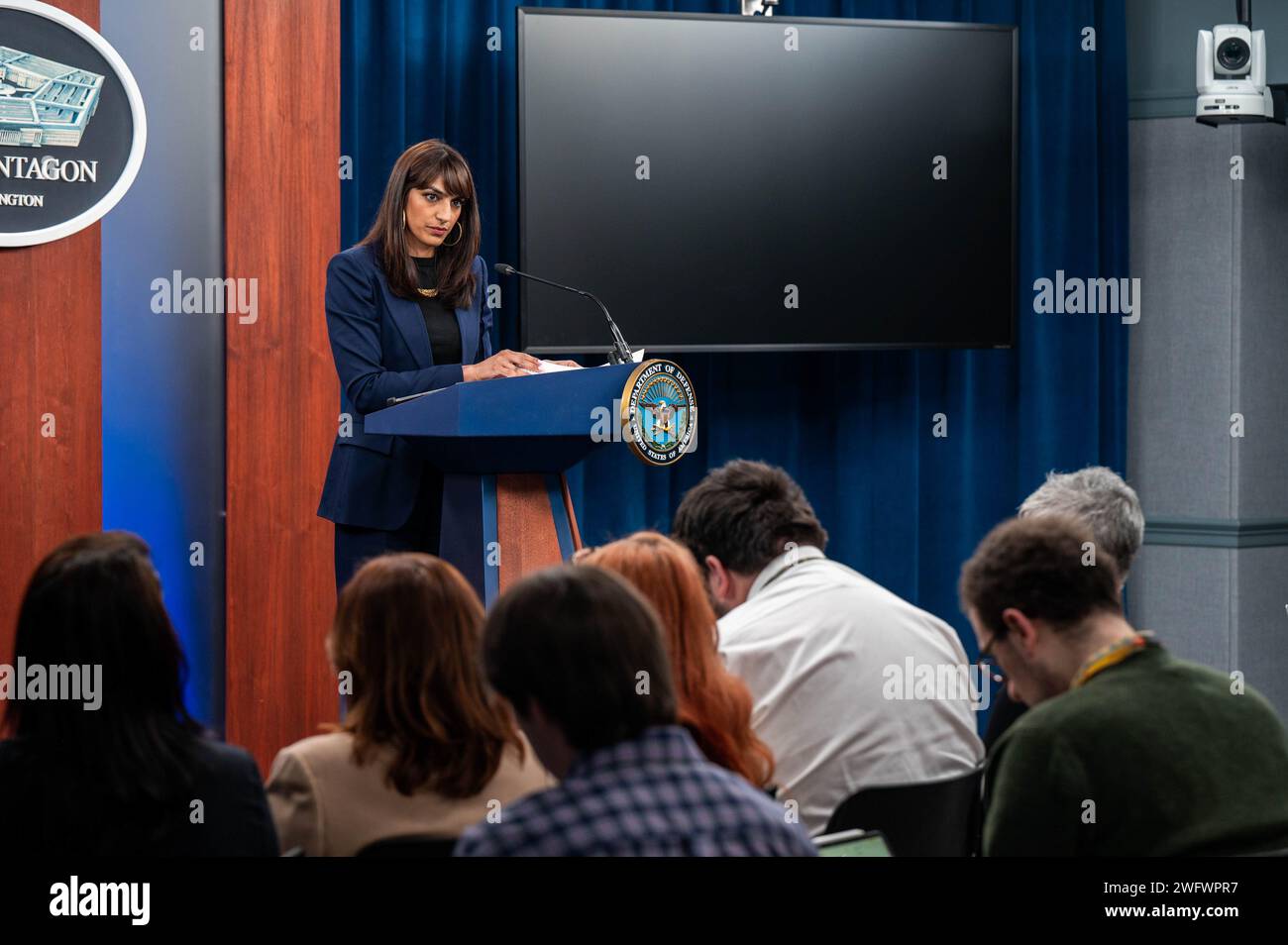Deputy Pentagon Press Secretary Sabrina Singh conducts a press briefing ...