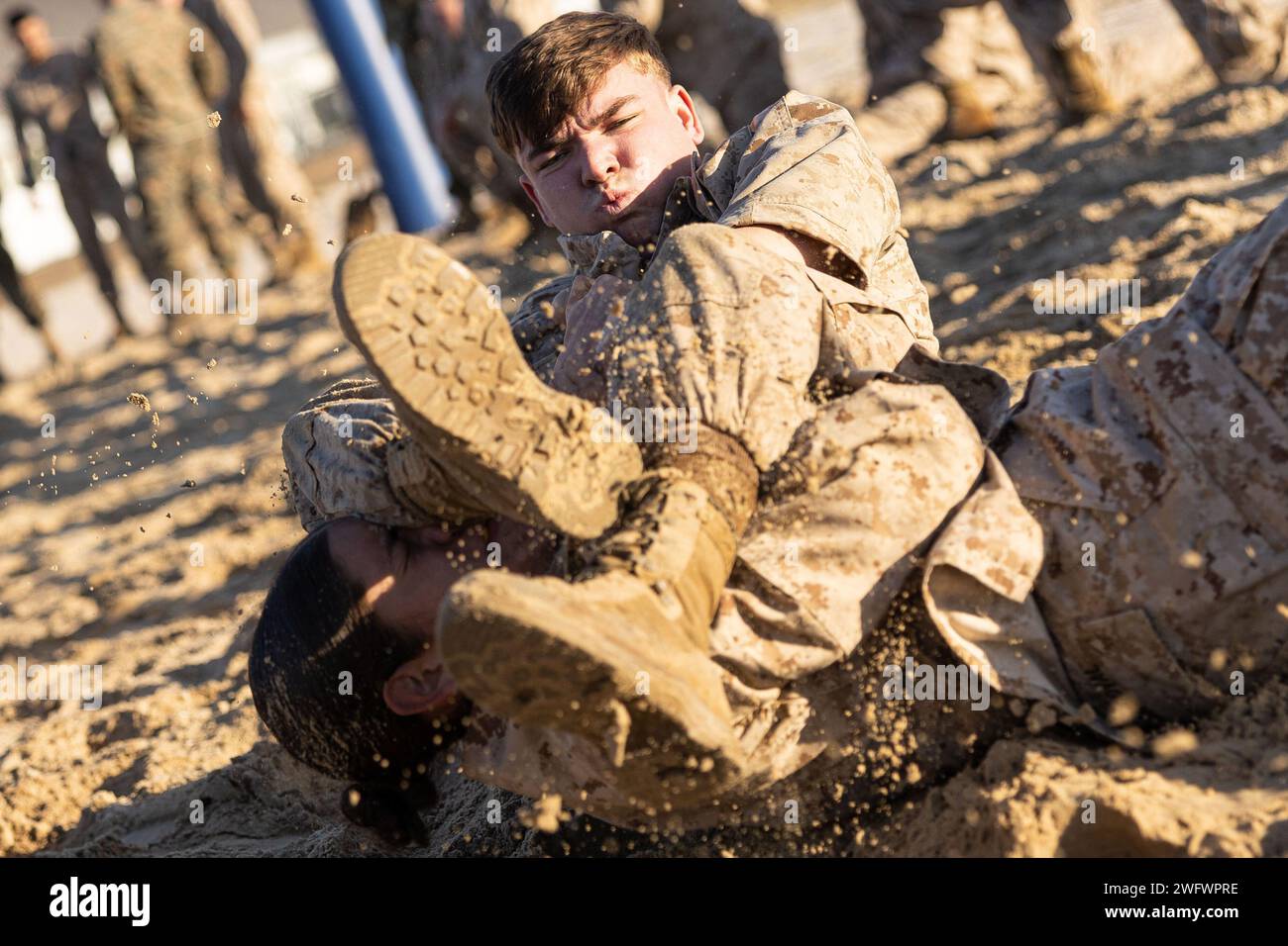 Logistics Squadron 14, 2nd Marine Aircraft Wing, executes an armbar ...