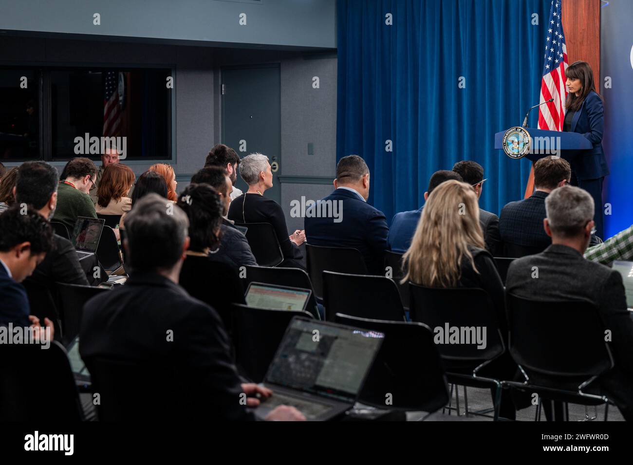 Deputy Pentagon Press Secretary Sabrina Singh conducts a press briefing ...