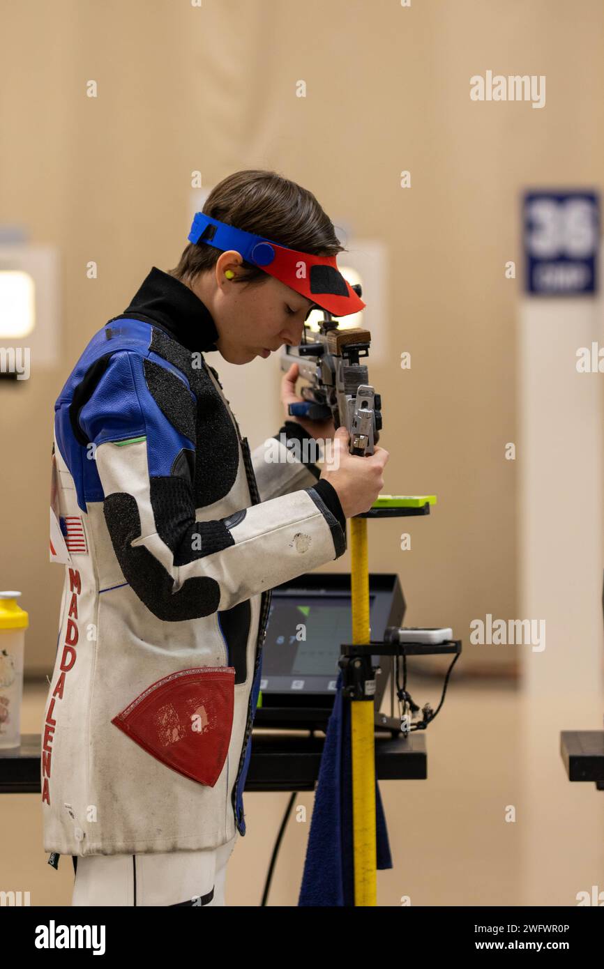 U.S. Army Sgt. Sagen Maddalena competes in the USA Shooting Air Gun ...