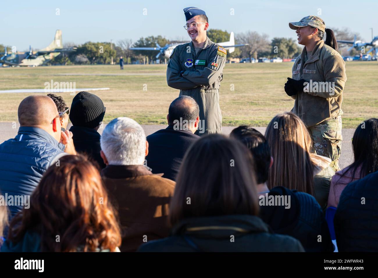 U.S. Air Force 2nd Lt. Lucas Arroyave, 12th Training Squadron remotely ...