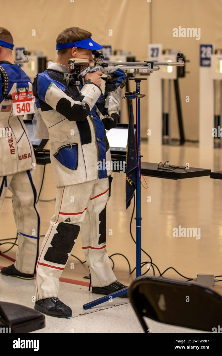 U.S. Army Sgt. Ivan Roe competes in the USA Shooting Air Gun Olympic ...