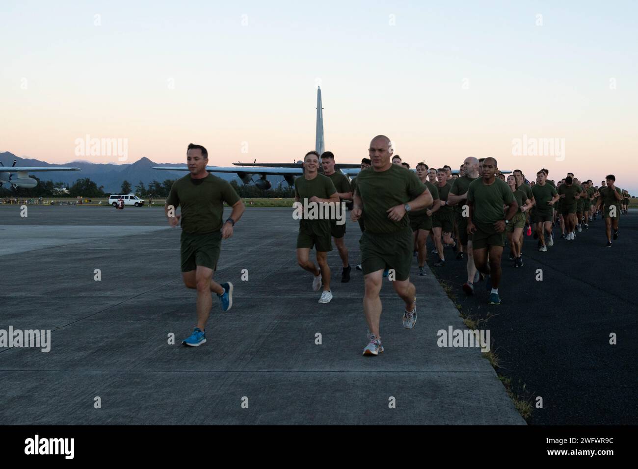 U.S. Marine Corps Lt. Col. Andrew Myers, left, commanding officer of ...