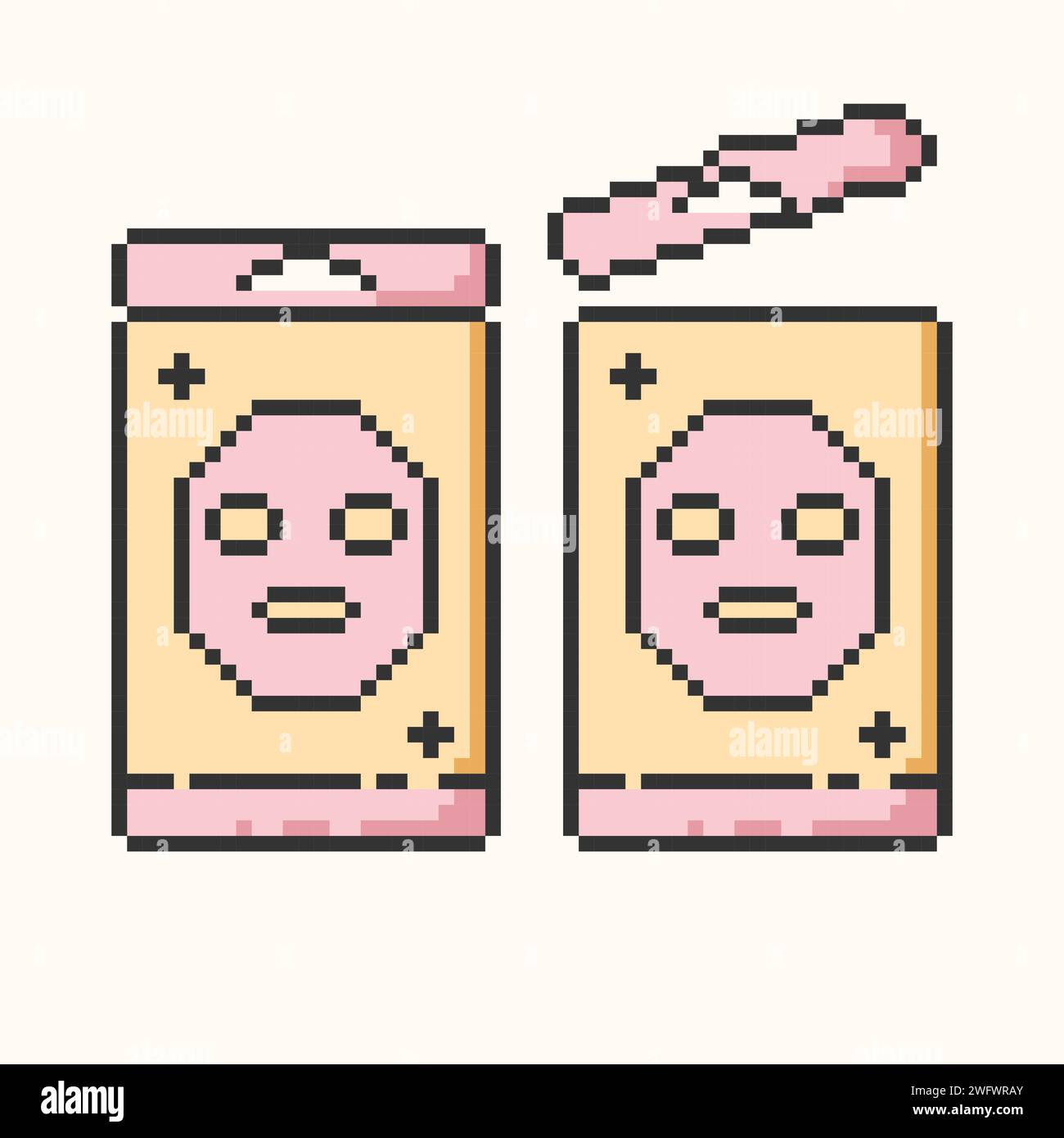 Face mask sheet, skin care icon, beauty skin pixel art sign.Skin Care ...