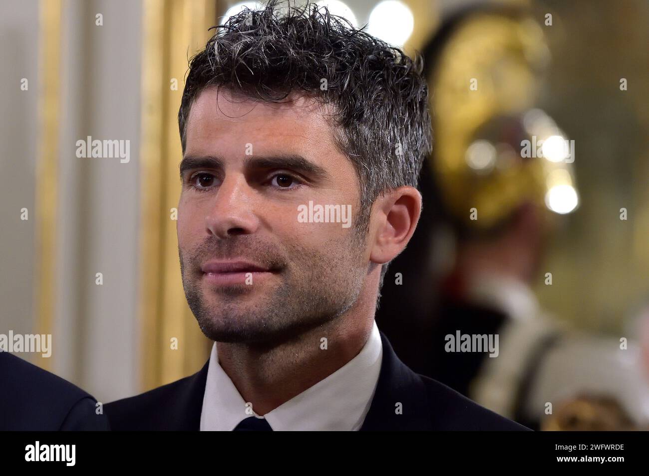 Simone Bolelli.Italian President Sergio Mattarella, right, shakes hands ...