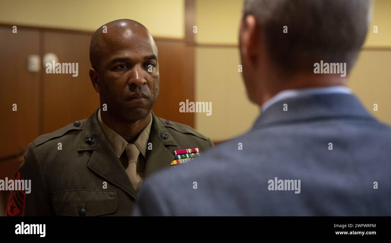 U.S. Marine Corps Sgt. Maj. Christopher Thomas, outgoing sergeant major ...