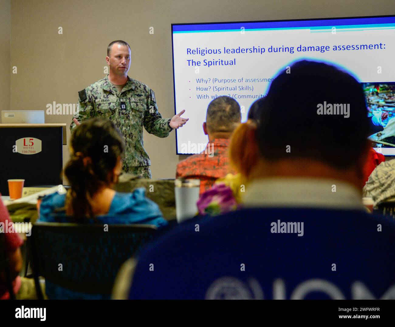 U.S. Navy Lt. Joseph Frana, from Springfield, Missouri, discusses ...