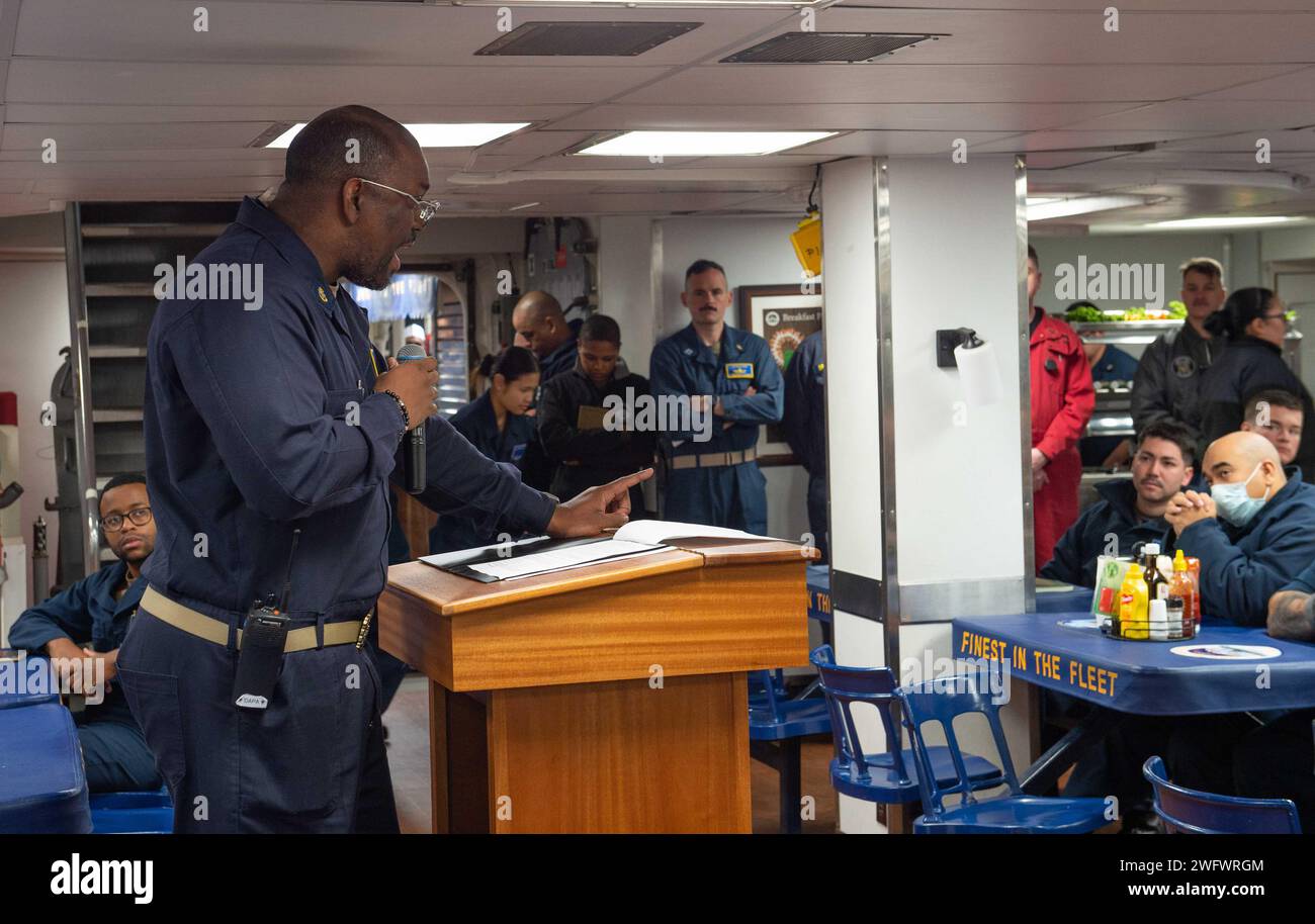 SAGAMI WAN (Jan. 15, 2024) – Chief Operations Specialist LaPaul Wordlaw ...