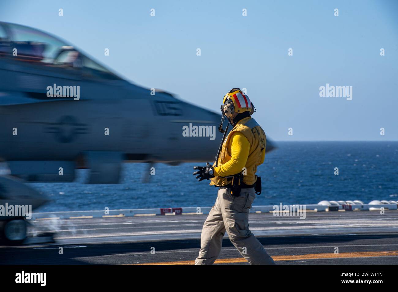 PACIFIC OCEAN (Jan. 13, 2024) An F/A-18E Super Hornet, assigned to the ...
