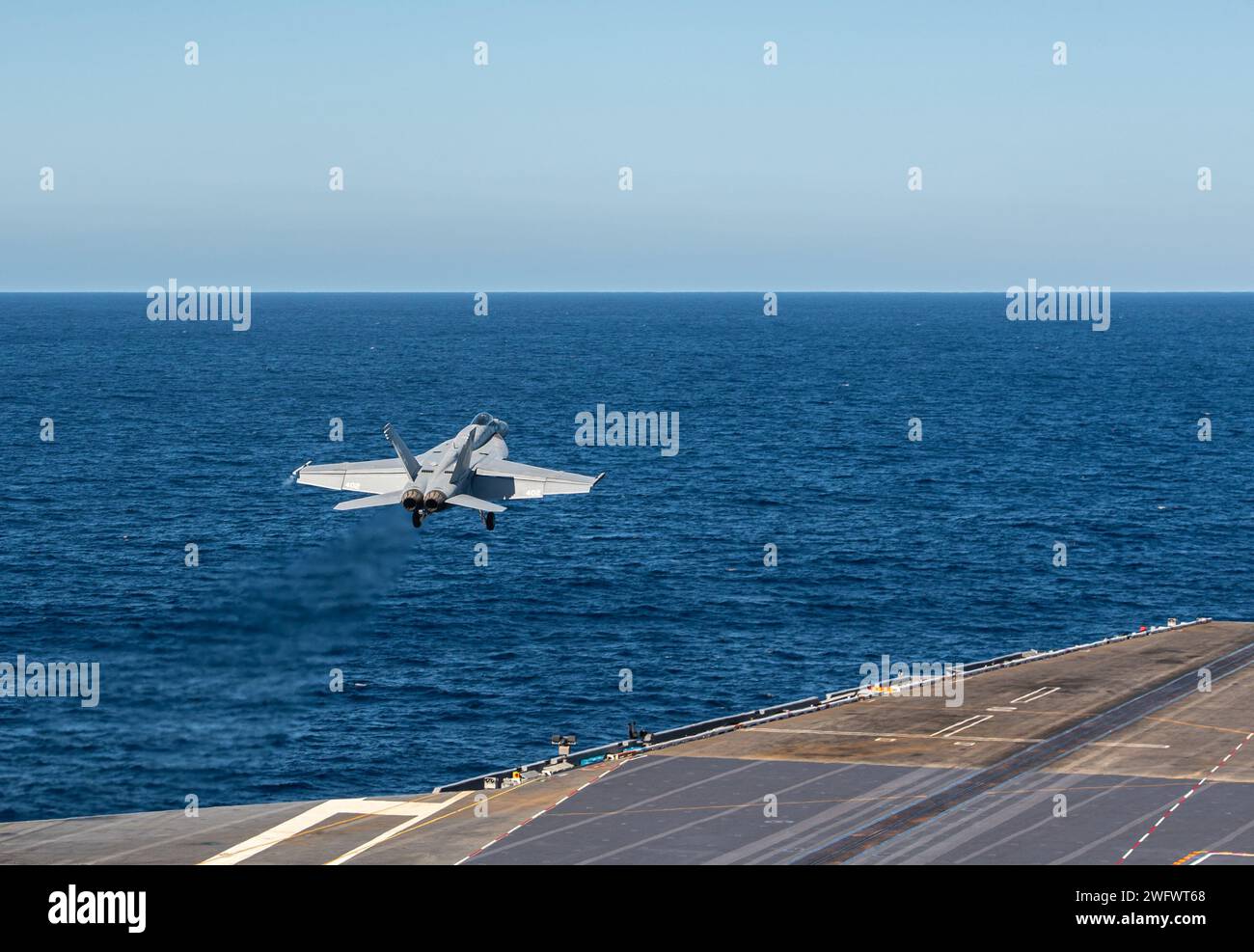 PACIFIC OCEAN (Jan. 12, 2024) An F/A-18F Super Hornet, assigned to the ...