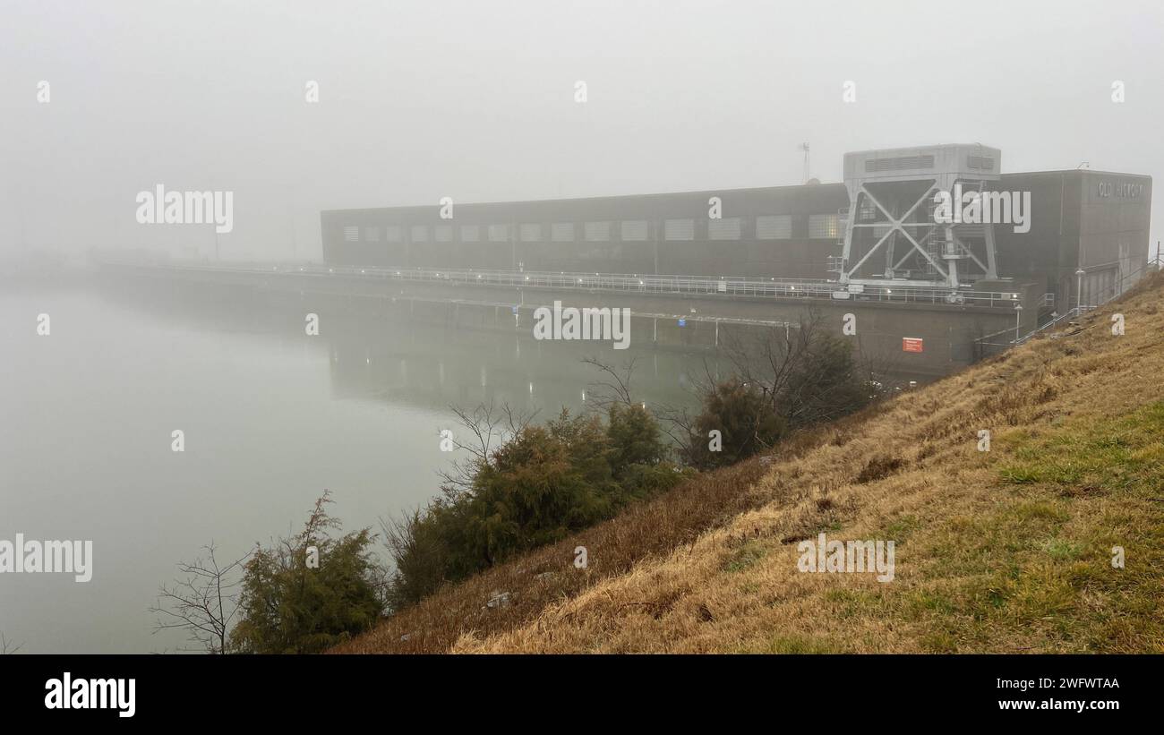 This is Old Hickory Dam in the fog early morning Jan. 25, 2024, on the ...