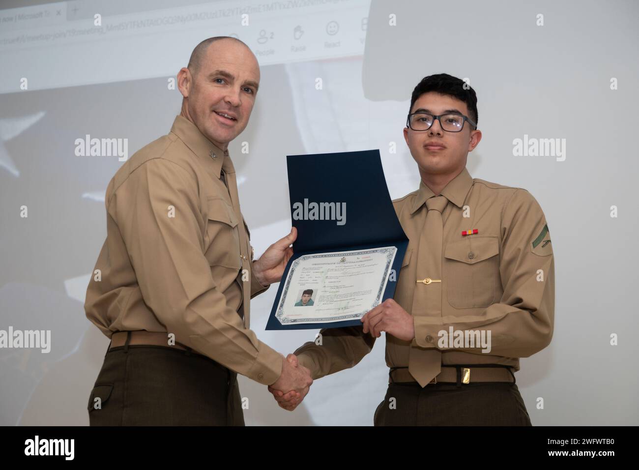 U.S. Marine Corps Col. Kyle Shoop, left, the commanding officer of ...