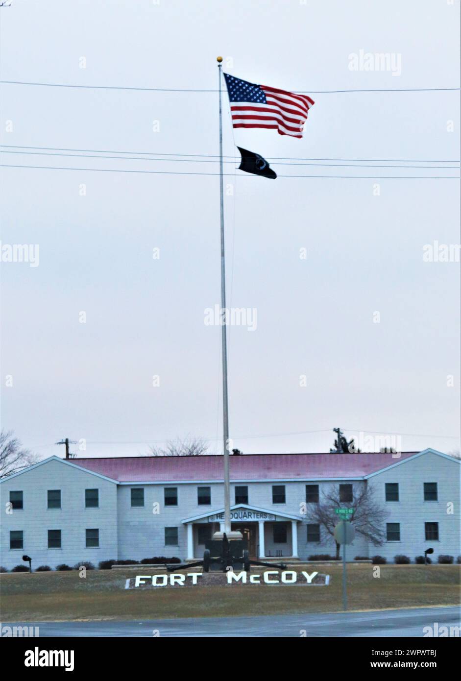 The American flag on the garrison flagpole is shown Jan. 2, 2024, at ...