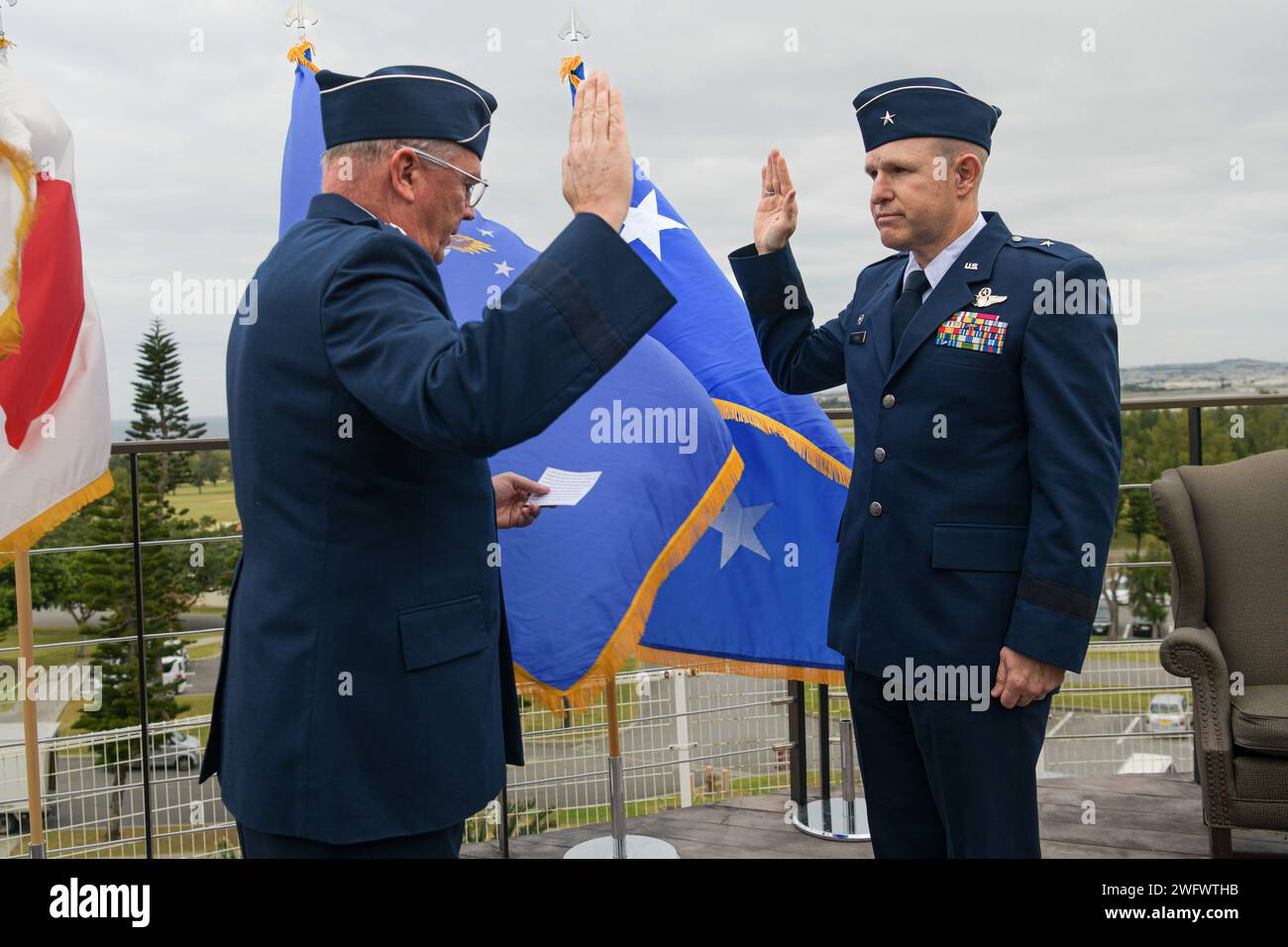 U.S. Air Force Lt. Gen. Ricky Rupp, left, U.S. Forces Japan and Fifth ...