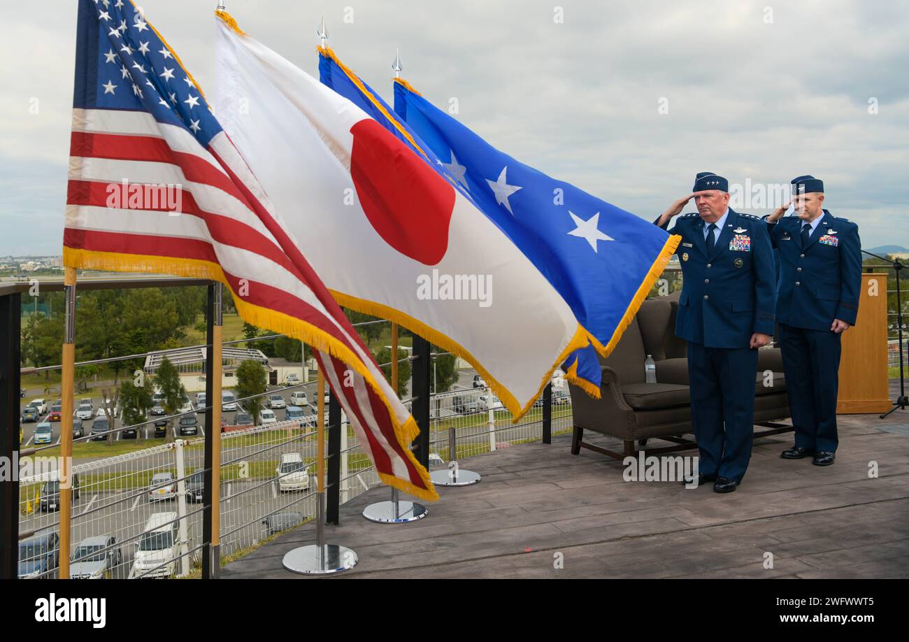 U.S. Air Force Lt. Gen. Ricky Rupp, left, U.S. Forces Japan and Fifth ...