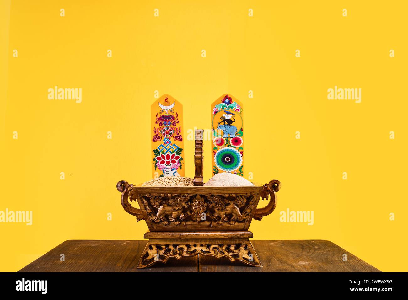 Losar Tibetan New Year. A Chemar box for Tibetan New Year with roasted ...