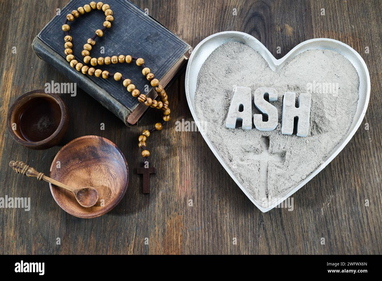 Ash wednesday, crucifix made of ash, dust as christian religion. Lent ...