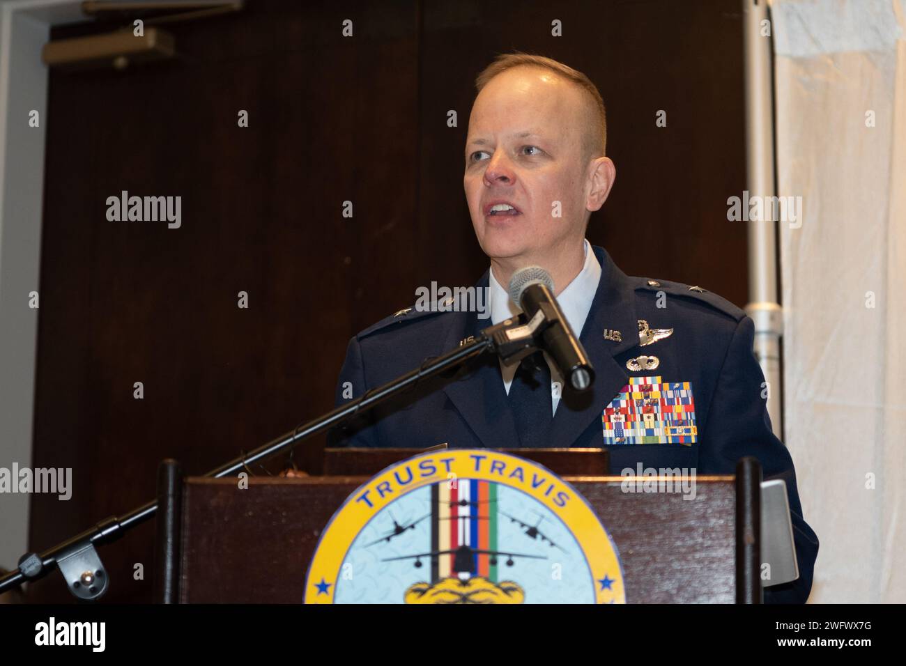 U.S. Air Force Brig. Gen. Derek Salmi, 60th Air Mobility Wing commander ...