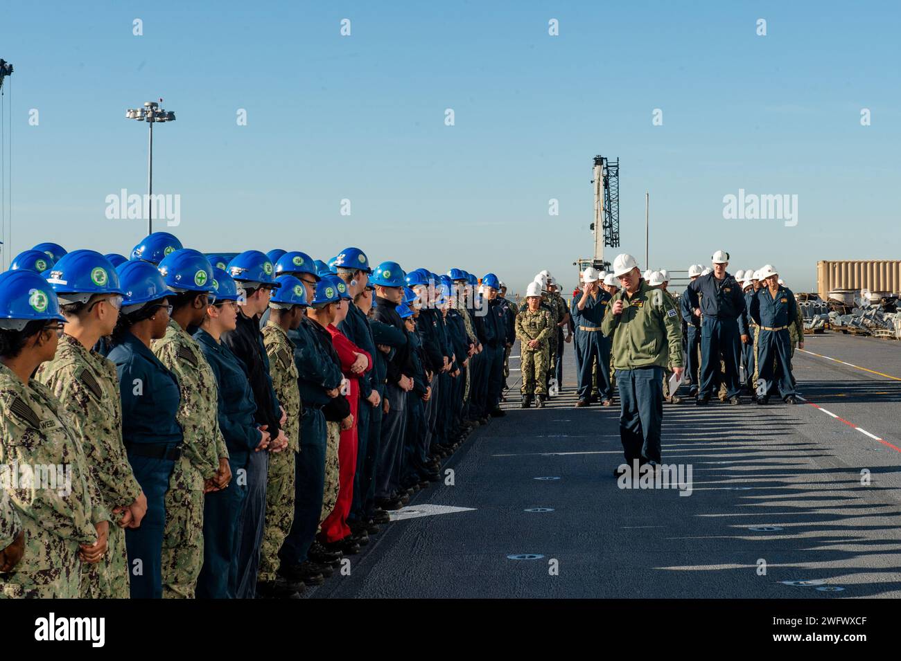 Capt Wayne Liebold Commanding Officer Of Amphibious Assault Ship Uss Essex Lhd 2 Speaks To