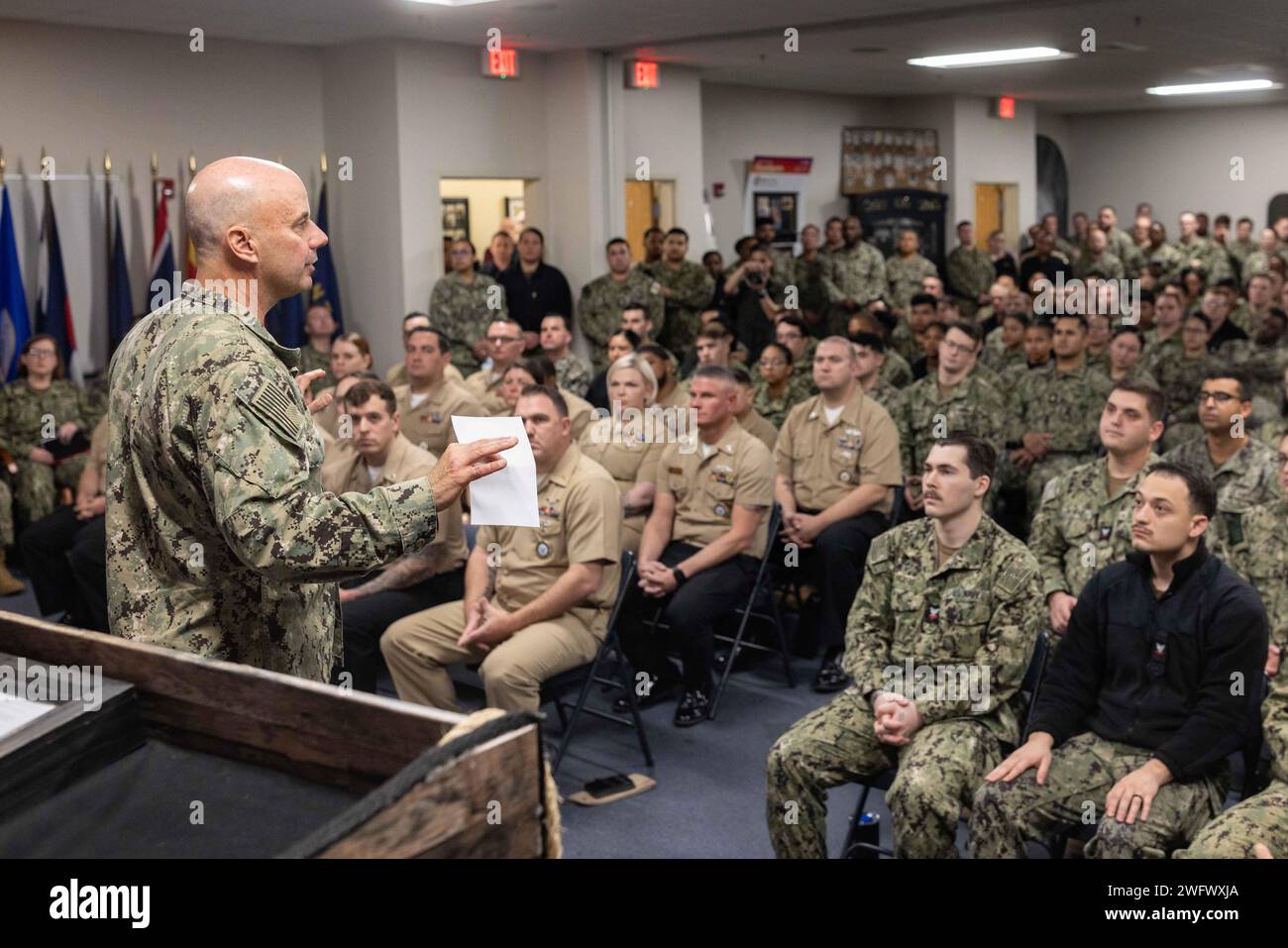 Vice Chief of Naval Operations Adm. Jim Kilby, speaks with recruiters ...