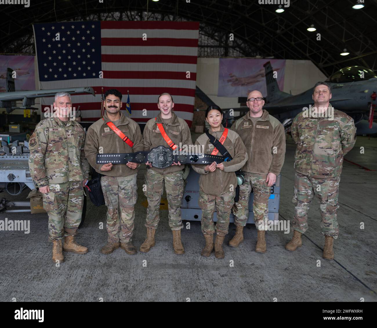 Leadership with the 51st Maintenance Group take a group photo with the ...