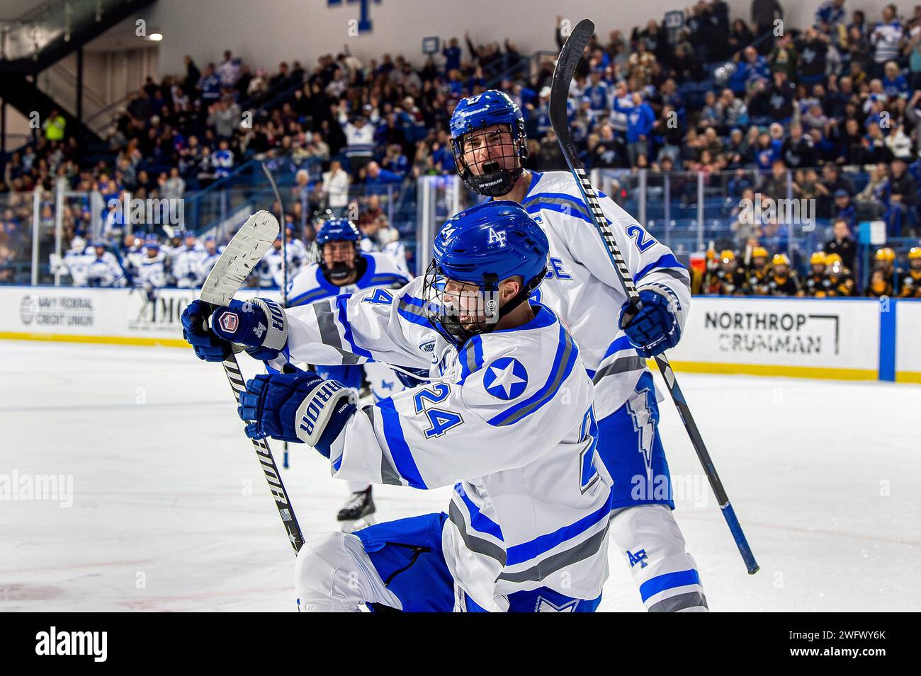 U.S. AIR FORCE ACADEMY, Colo. -- Air Force's Nate Horn celebrates a ...