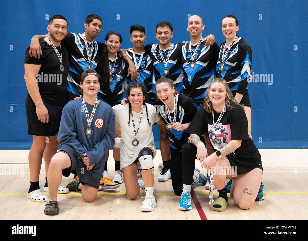 Members from Moody Air Force Base’s coed volleyball team pose for a ...