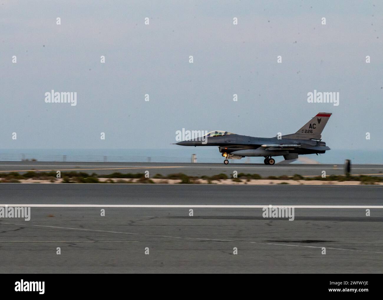 A U.S. Air Force F-16 Fighting Falcon arrives at an undisclosed ...