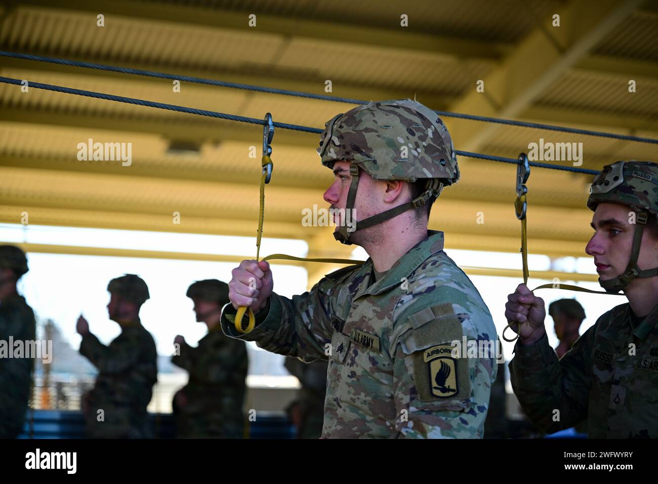 U.S. Army Soldiers assigned to 173rd Airborne practice executing door ...