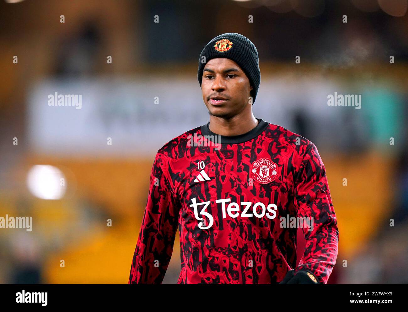 Manchester United's Marcus Rashford warms up ahead of the Premier ...