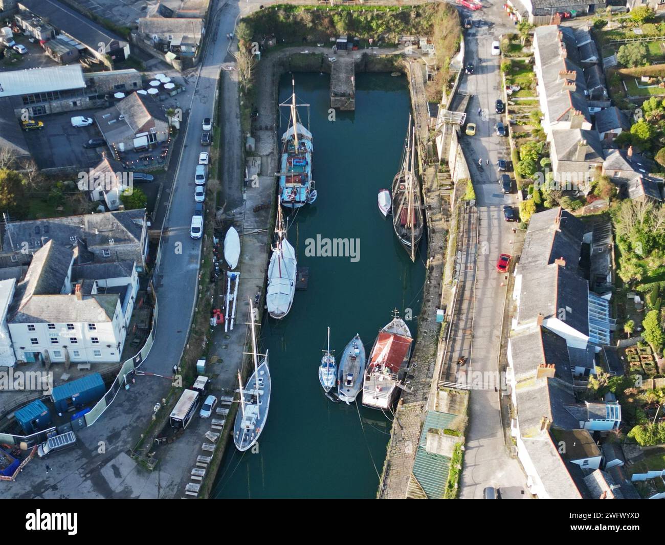 Lady Daphne Historic Sailing vessel seen in Drone shot before a storm ...