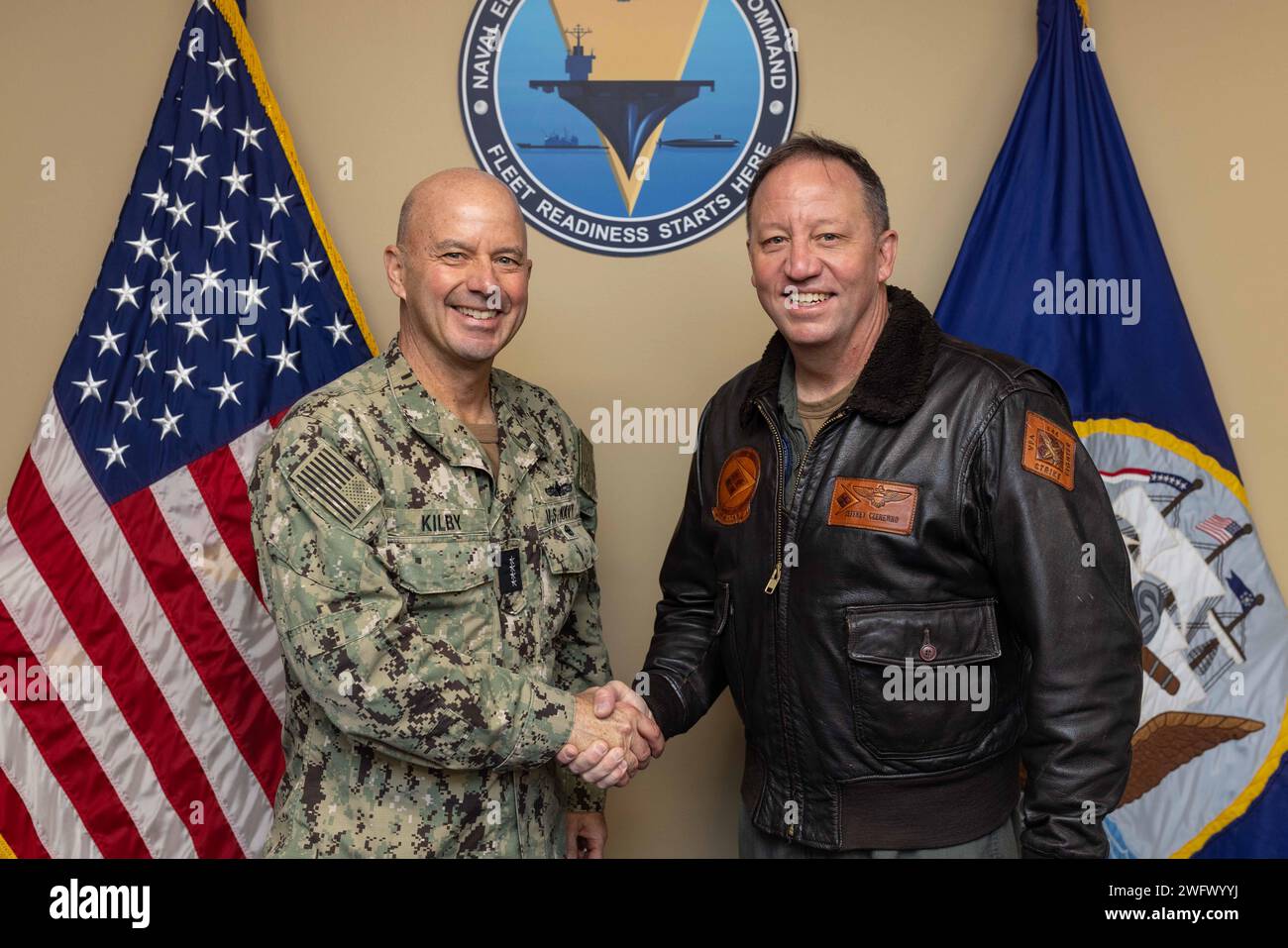Vice Chief of Naval Operations Adm. Jim Kilby, left, poses for a ...