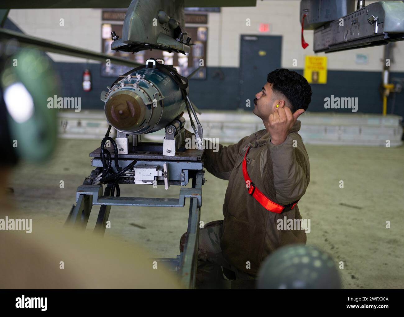 U.S. Air Force Staff Sgt. Jorge Aparicio Aguilar, 36th Fighter Generation Squadron weapons load ...