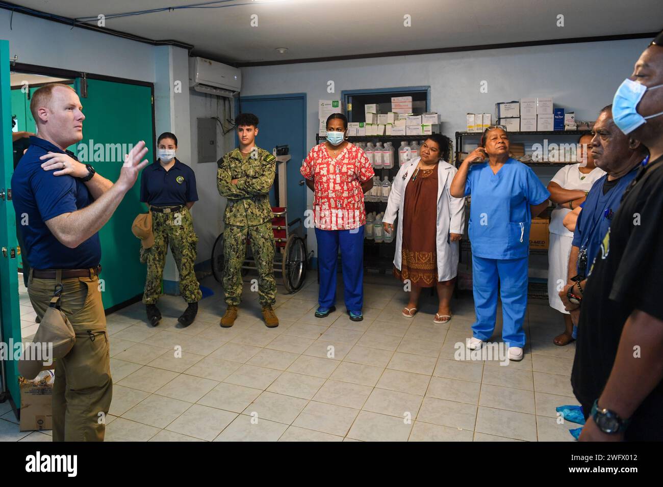 U.S. Navy Sailors conduct a splint training exercise at Chuuk State ...