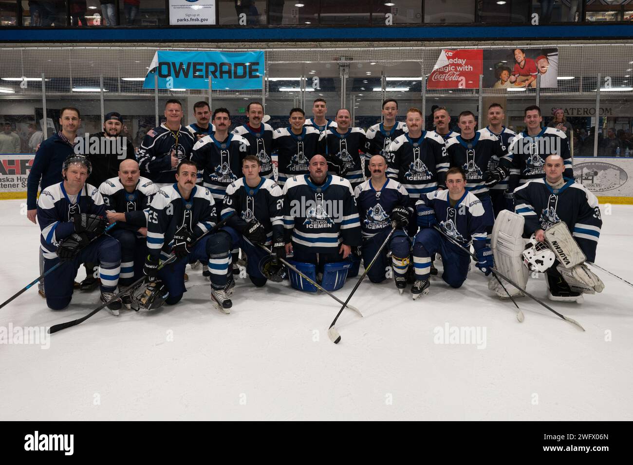 The Eielson Icemen pose for a photo at the Big Dipper Arena in ...