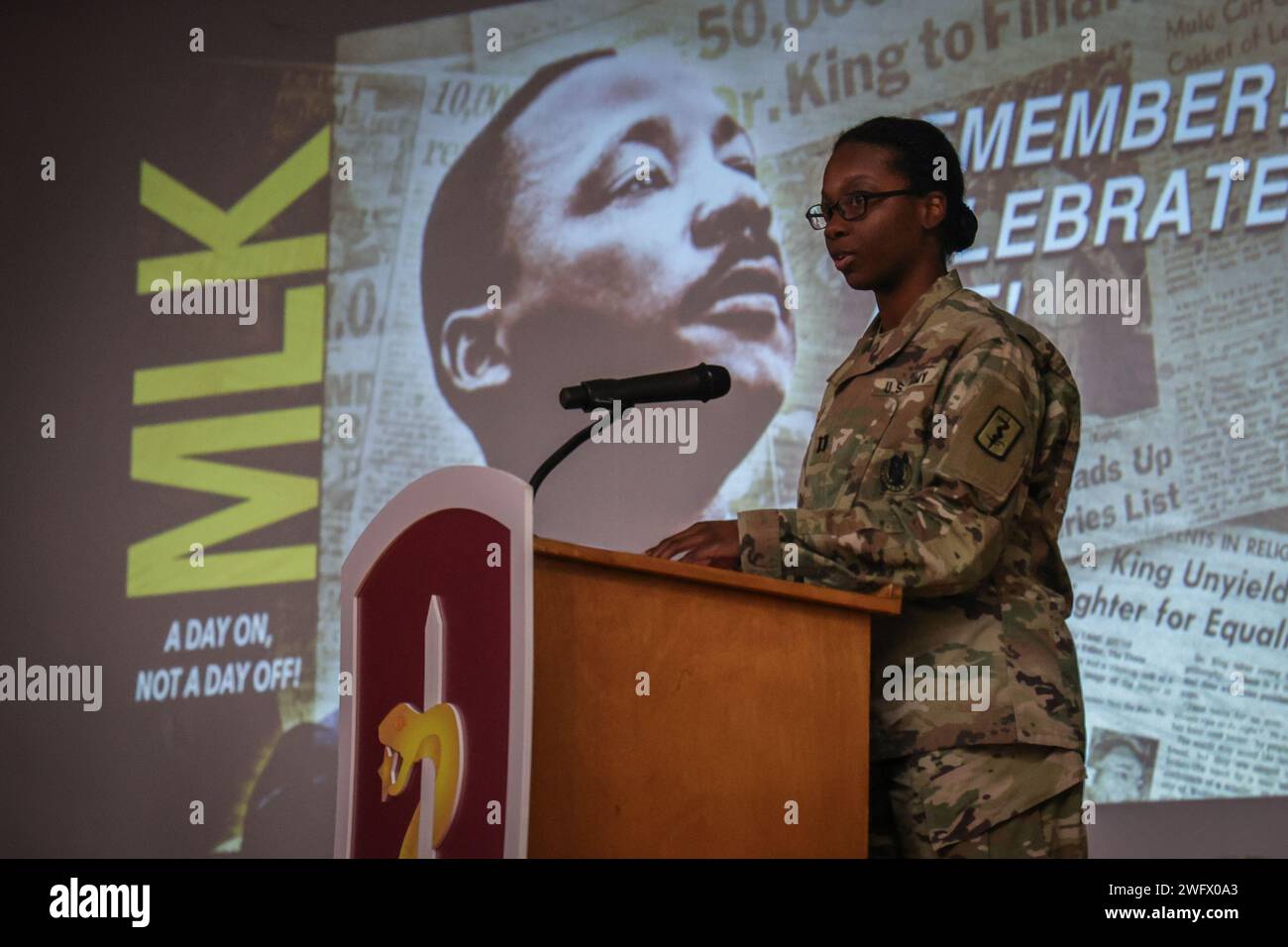 U.S. Army Capt. Mary Johnson, commander of the Headquarters and ...