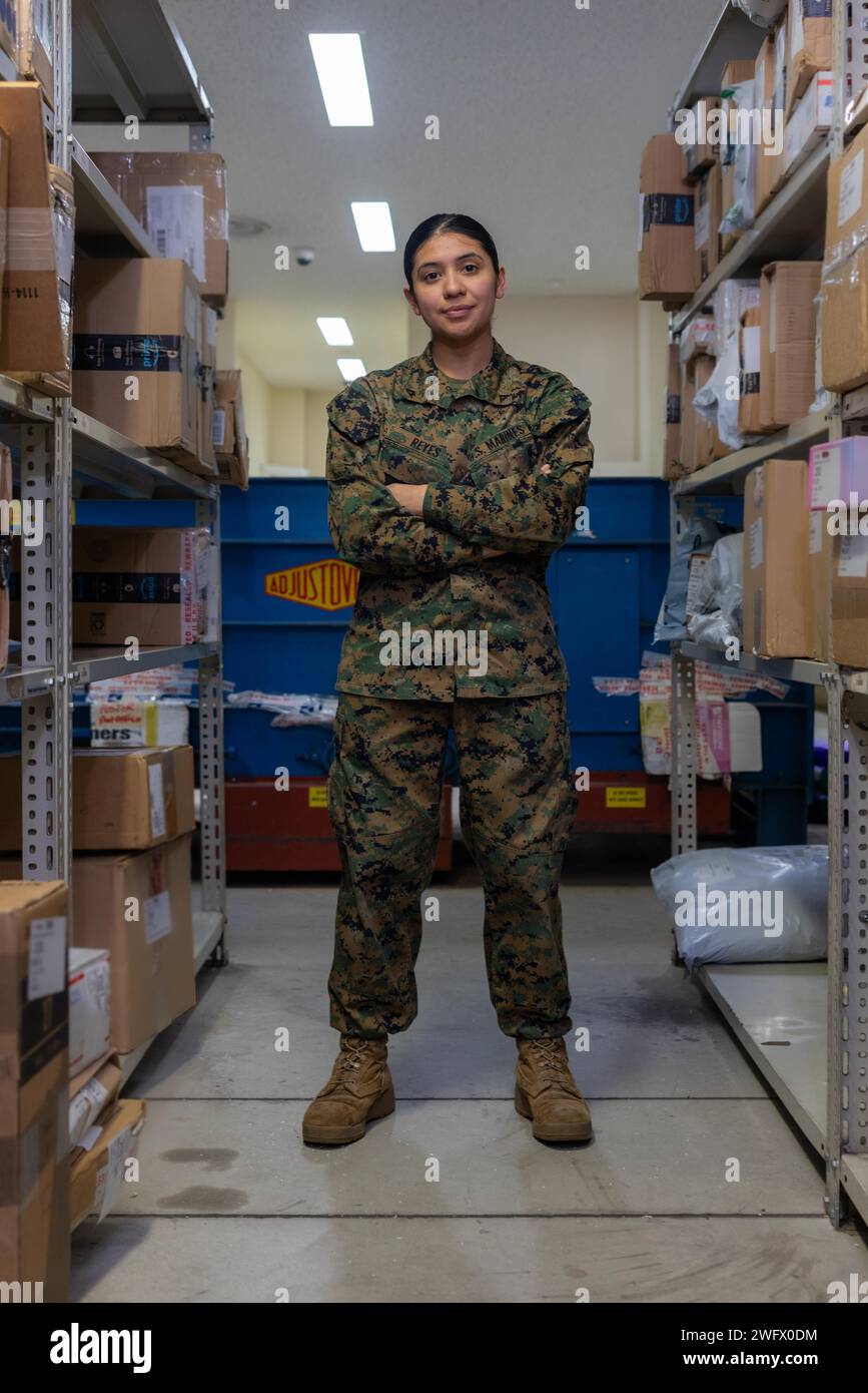 U.S. Marine Corps Lance Cpl. Ericka ValenciaReyes, a postal clerk with ...