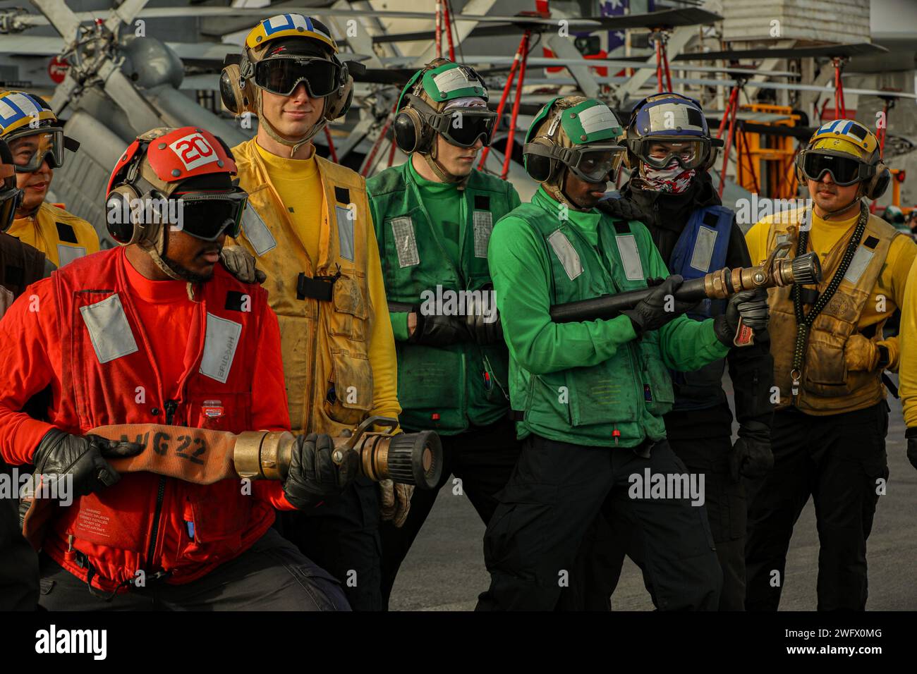 PACIFIC OCEAN (Jan. 16, 2024) U.S. Sailors participate in flight deck ...