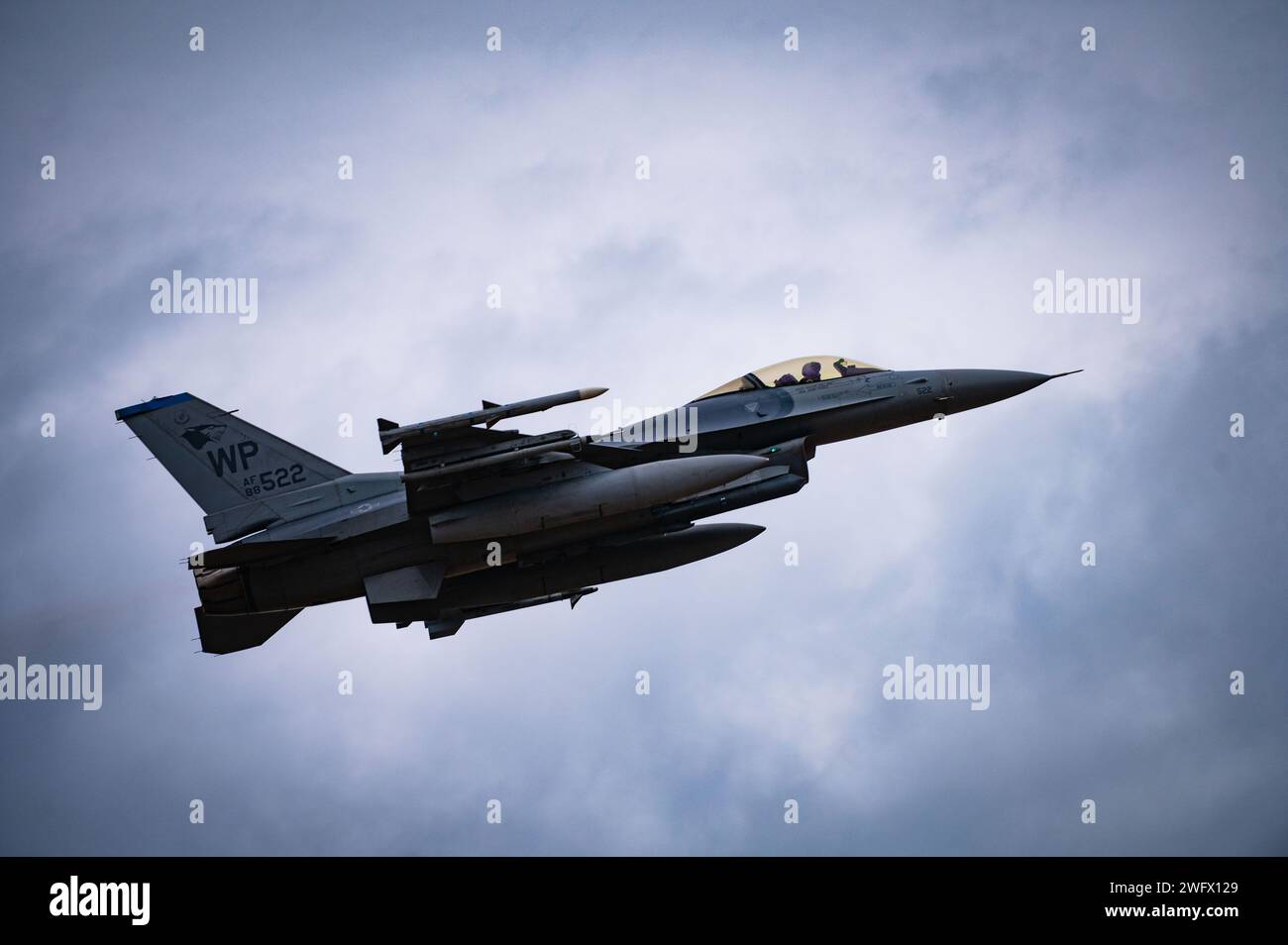 An F-16 Fighting Falcon assigned to the 35th Fighter Squadron, takes ...
