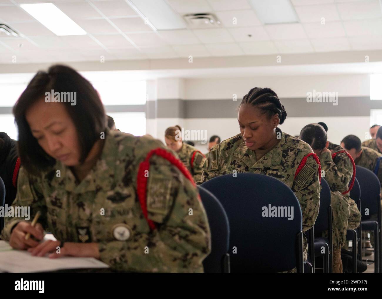 Sailors assigned to Recruit Training Command (RTC), Great Lakes, IL ...