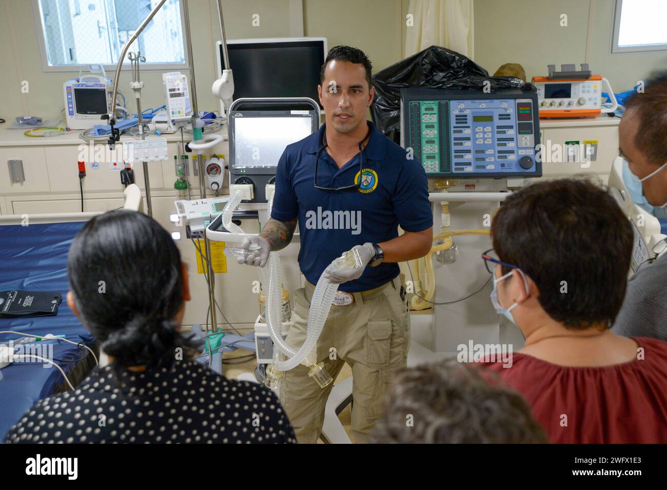 U.S. Navy Chief Hospital Corpsman Christian Miranda, discusses proper ...