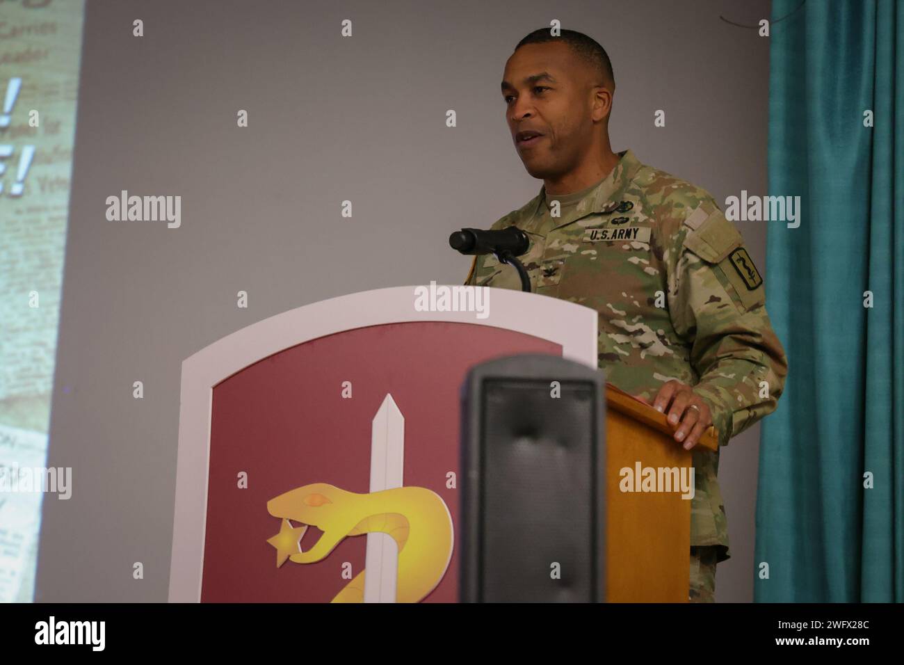 U.S. Army Col. Anthony King, commander of the 30th Medical Brigade ...
