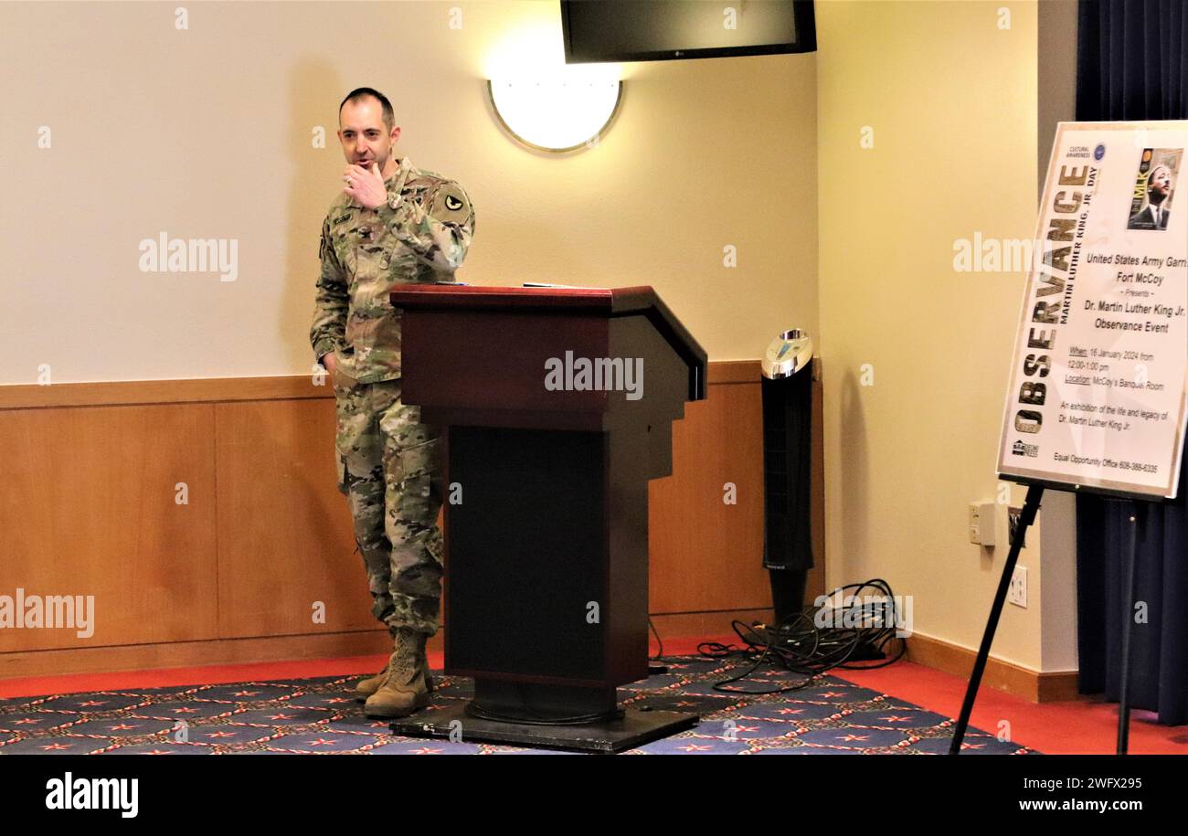 Fort McCoy Garrison Commander Col. Stephen Messenger gives a ...