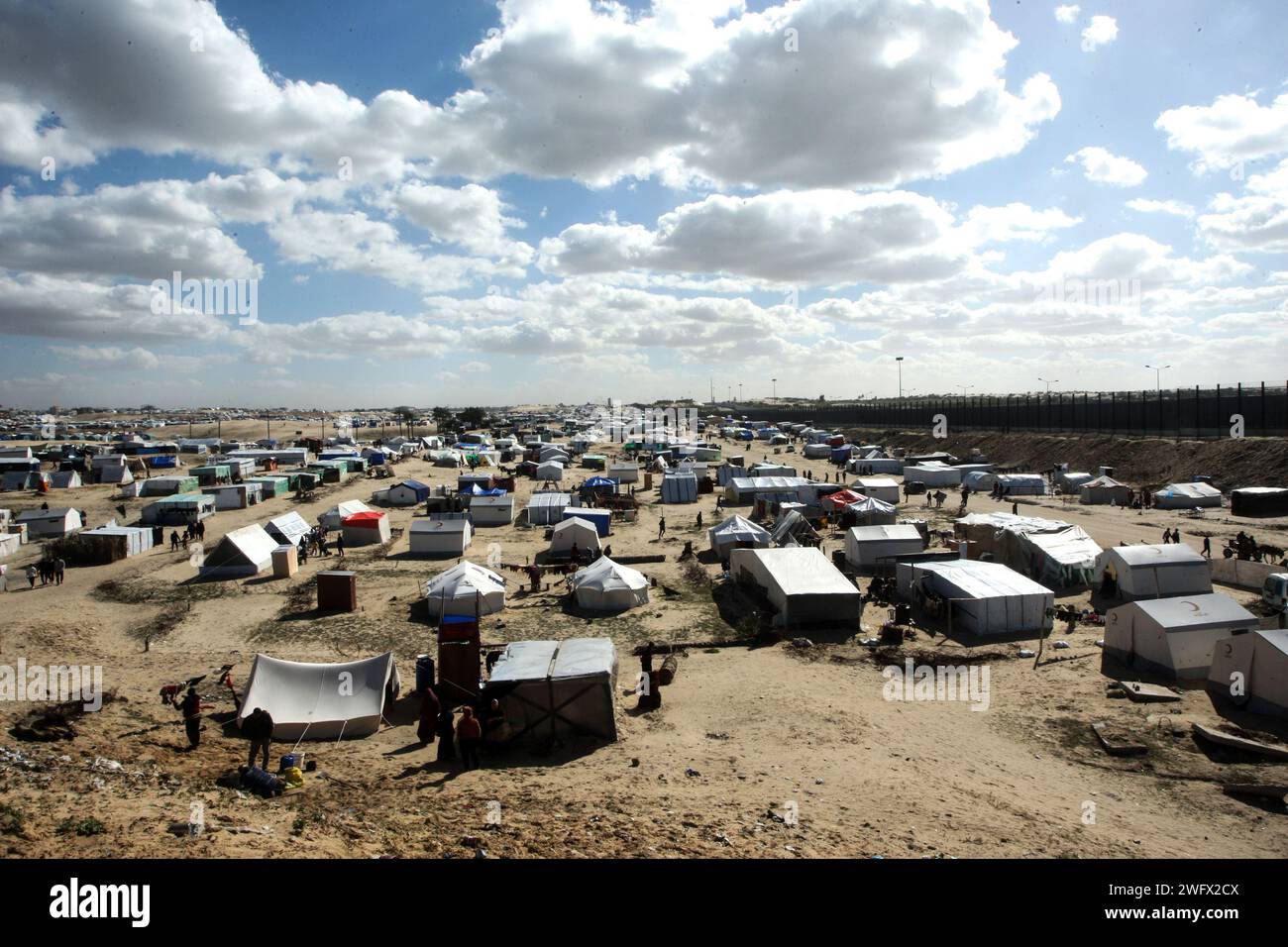 Rafah, Gaza. 30th Jan, 2024. A tent camp shelters refugees who have ...