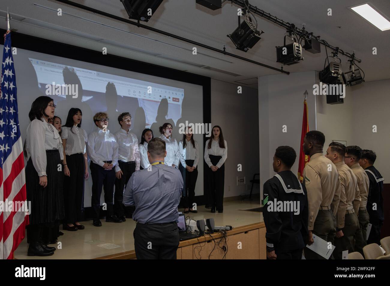 Students from Matthew C. Perry High School sing the national anthem ...