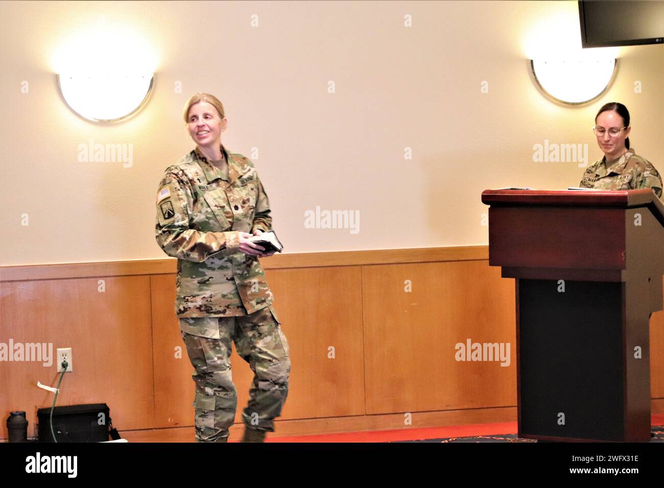 Chaplain (Lt. Col.) Amy Noble with the Fort McCoy Religious Support Office gives an opening ...