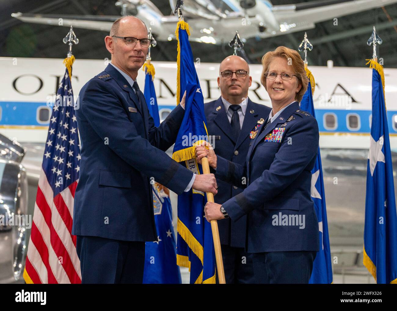 Gen. Duke Richardson, Air Force Materiel Command commander, passes the ...