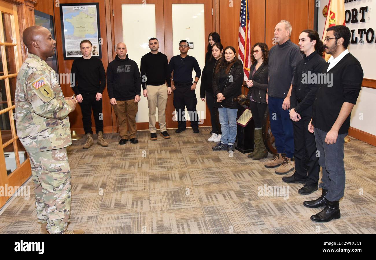 U.S. Army Col. Brian Jacobs, Fort Hamilton garrison commander, talks to ...